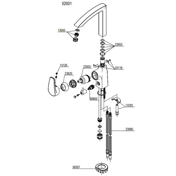 Damixa Elara Kitchen Mixer Chrome 520010000 Spare Parts